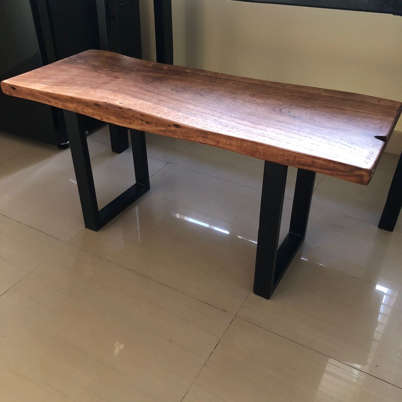 Live Edge Bench With Metal base Frame