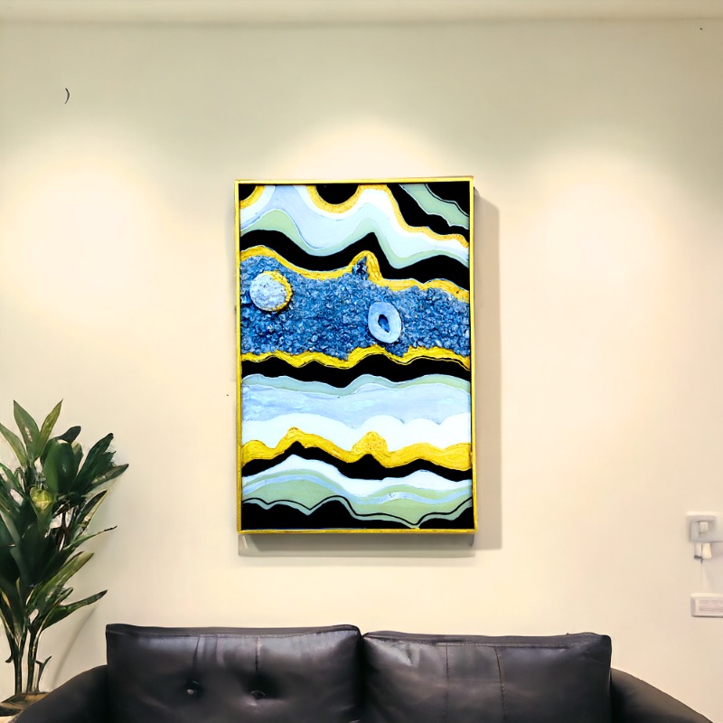 Midnight Blue Epoxy Resin Wall Art