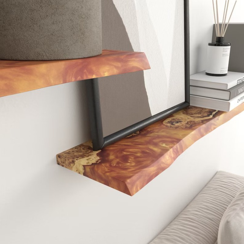 Buy Solid Wood Live Edge Deep Floating Shelves Online